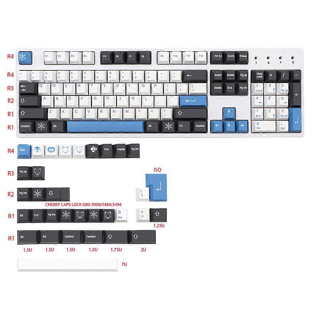 DIY Keyboard North Pole -Arctic 137 Keycap PBT Dye Sub for Cherry MX ...