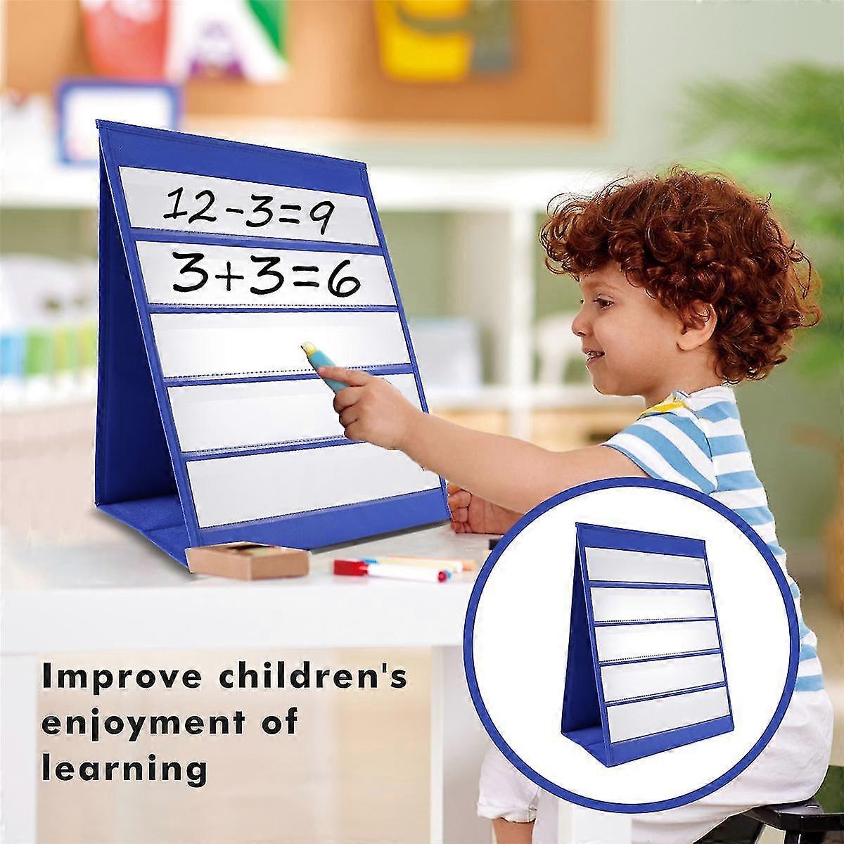 For Desktop Pocket Chart Double-Sided and Self-Standing Mini Pocket ...