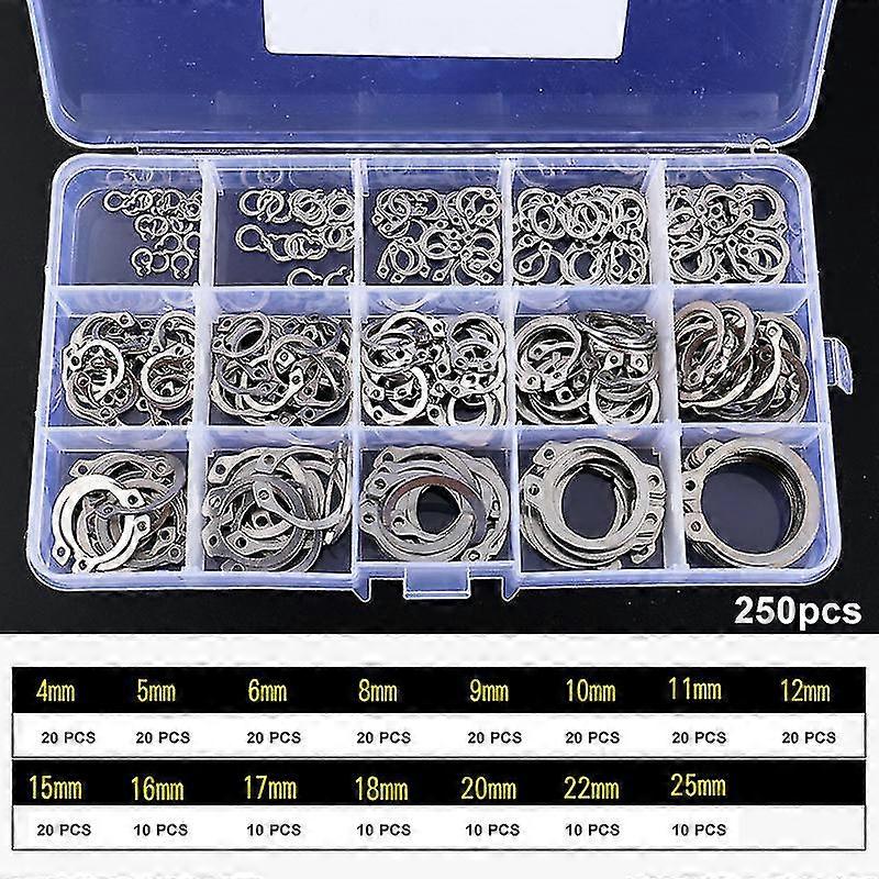 150/250pcs 304 Stainless Steel External Circlip Retaining Ring ...