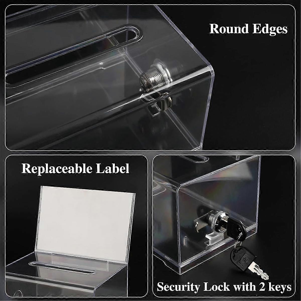 1 Pack Acrylic Donation Box With Lock, Clear Ballot Box With Sign ...