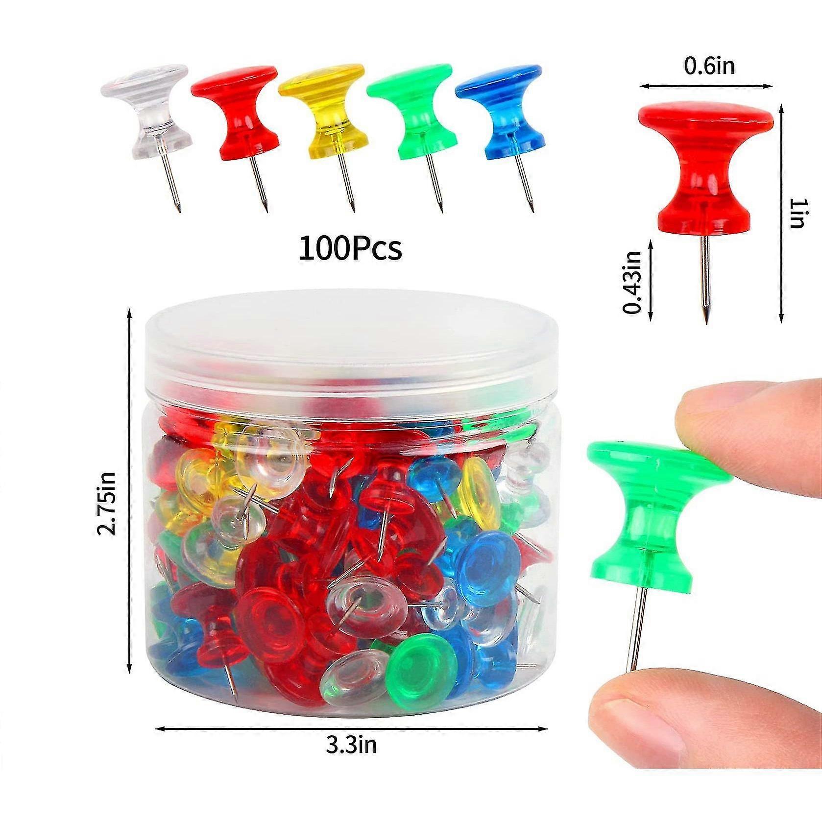 Giant Push Pins 100-Pack Large Thumbtacks Used for Cork Board Bulletin ...