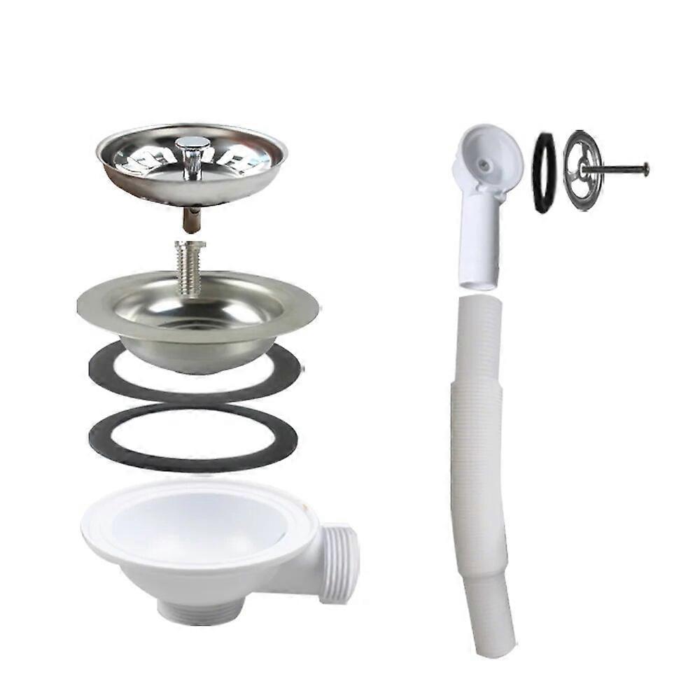 Talea Kitchen Sink Strainer 1" (114mm) SUS304 Stainless Steel Plug Waste with Overflow Head with ...