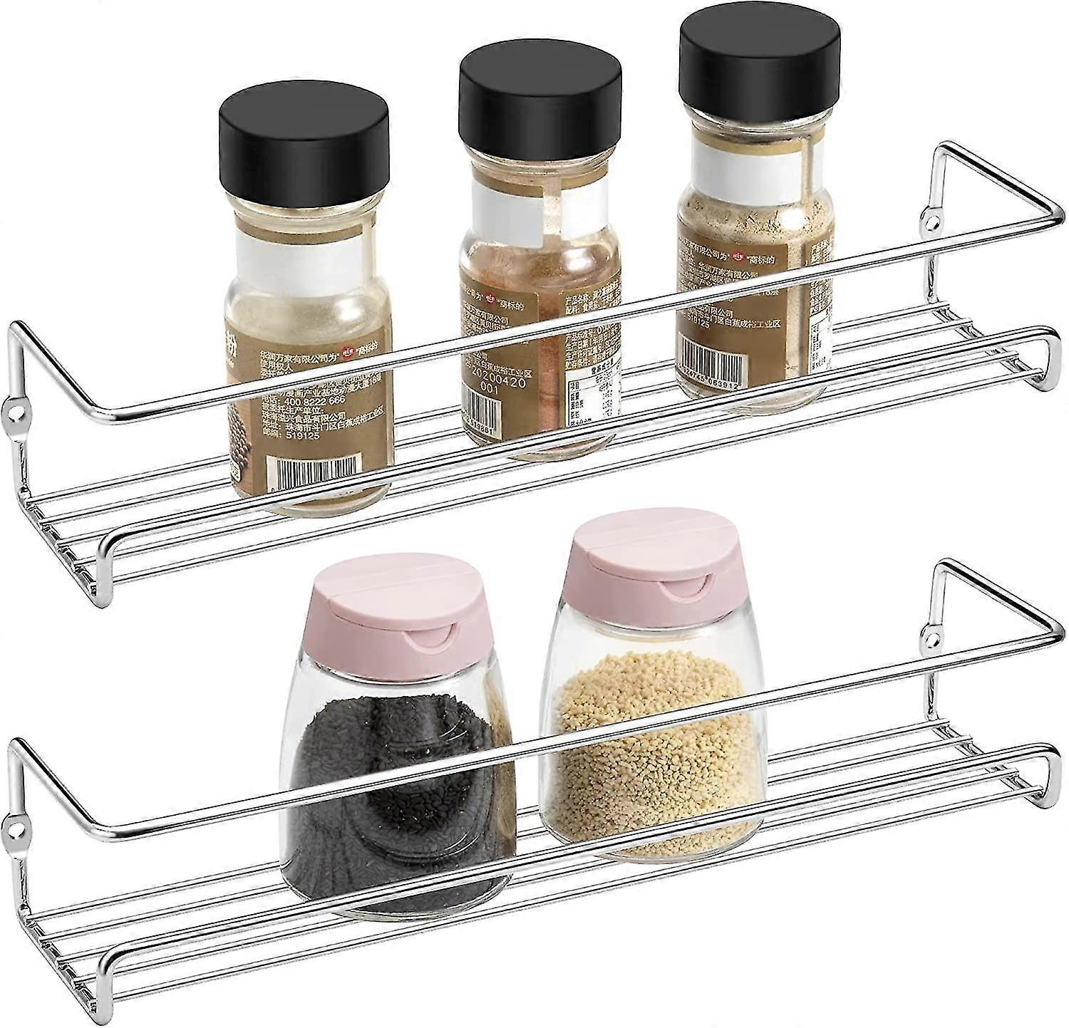 Spice Rack Organizer, 2-Tier Spice Rack For Wall Mounting, For Kitchen ...