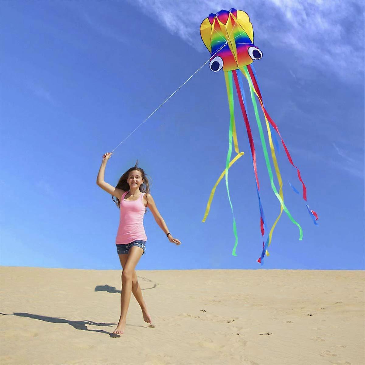 Giant Soft Rainbow Octopus Kite for Kids and Adults. Large Kite with ...