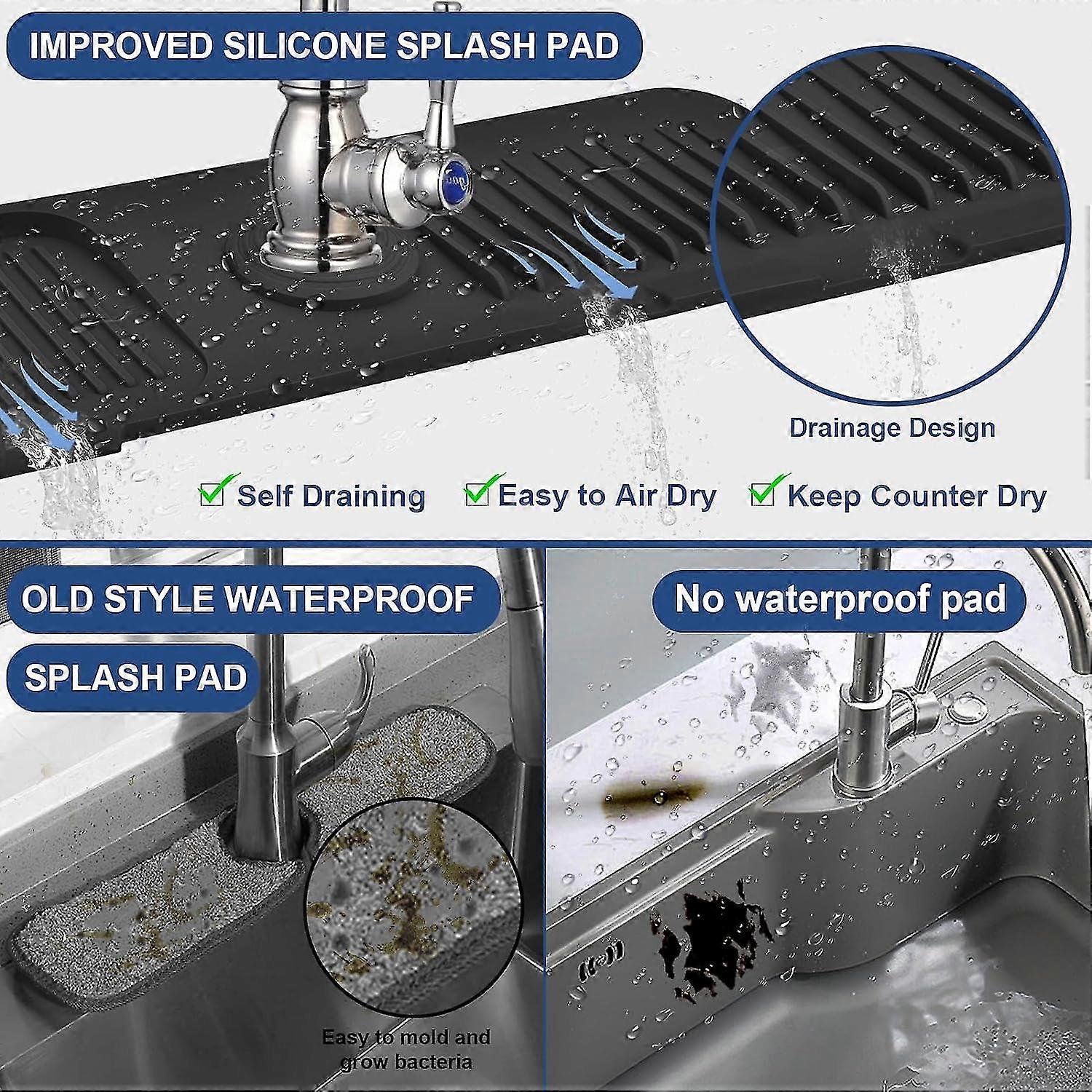 Kitchen Splash Guard For Sink, Silicone Sink Faucet Mat Splash Guard ...