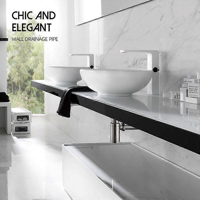 Brushed Gold Basin Waste Drain Plumbing P-Trap Bathroom Sink Siphon ...