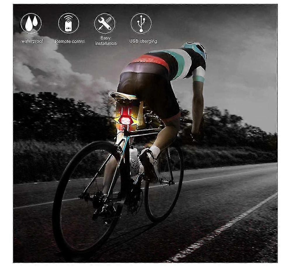 Bike Tail Light Turn Signal, USB Rechargeable Wireless Remote Control ...