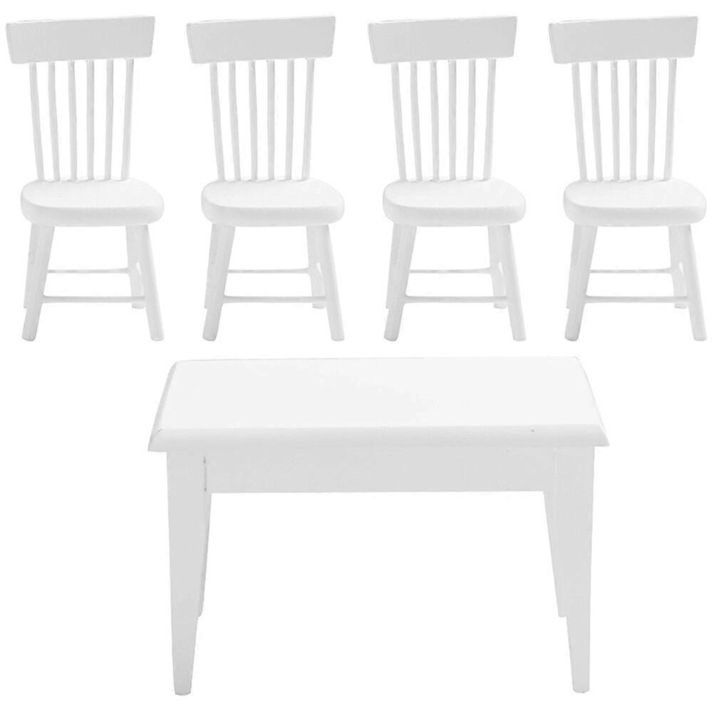 1 Set of Mini Wooden Table Chair Set Doll House Mini Furniture ...