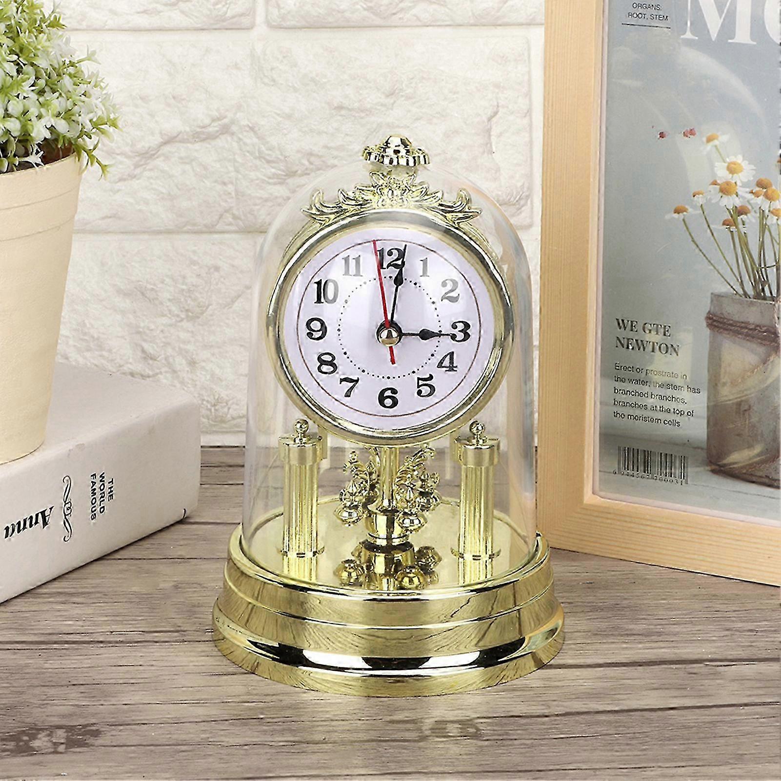 Table Clock, Antique European Retro Style Living Room Silent Clock ...