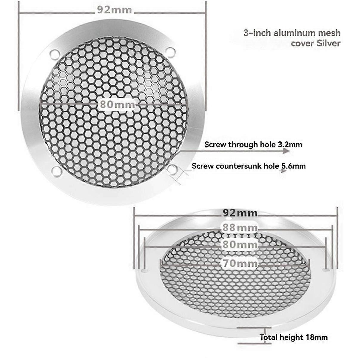 Aluminum Car Tweeter Speaker Grill Cover, 3 Inch, Full Metal Mesh ...