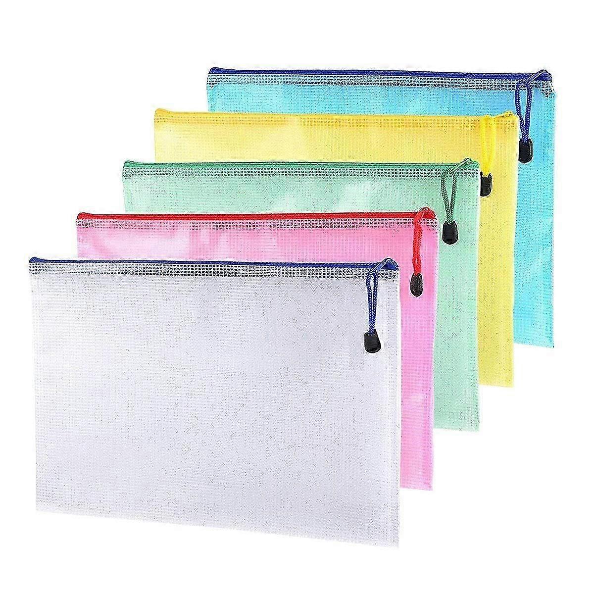 20 Pack Zipper File Bags A4 Mesh Document Bag Plastic Folders Wallets ...