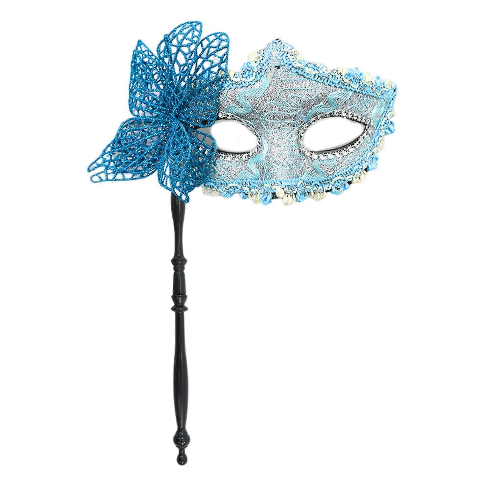 Masquerade Mask for Women Half Face Mask with Holding Stick Butterfly ...