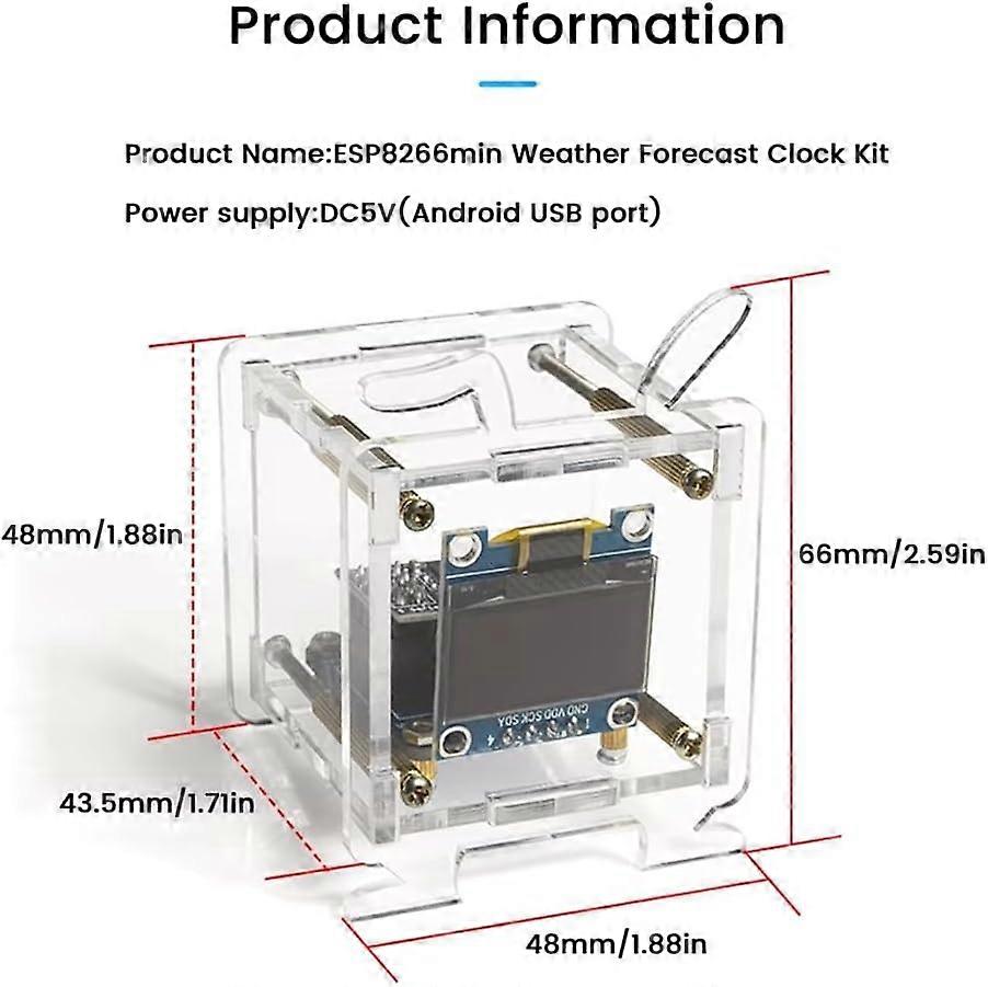 DIY ESP8266 Mini Electronic Clock Kits With OLED Display 2.4G WiFi Networking Case Included ...