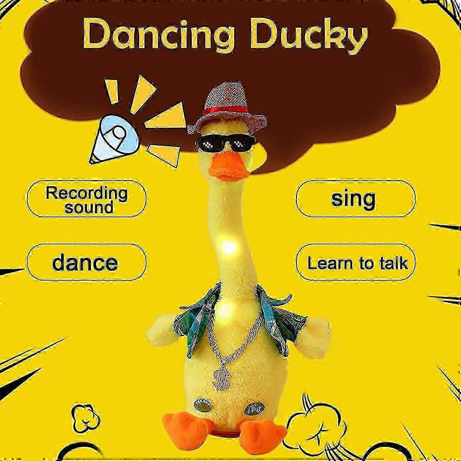 Dancing Singing Duck Plush Interactive Toy Recording Lighting Stuffed ...