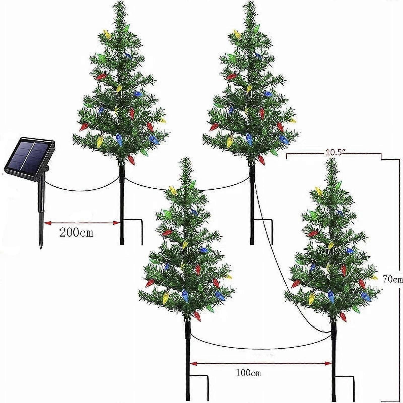 Solar Christmas Tree for Outdoor Decoration, Waterproof Mini Xmas Tree ...