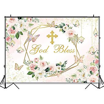 God Bless Backdrop For Girl Baptism Party First Communion Confirmation ...