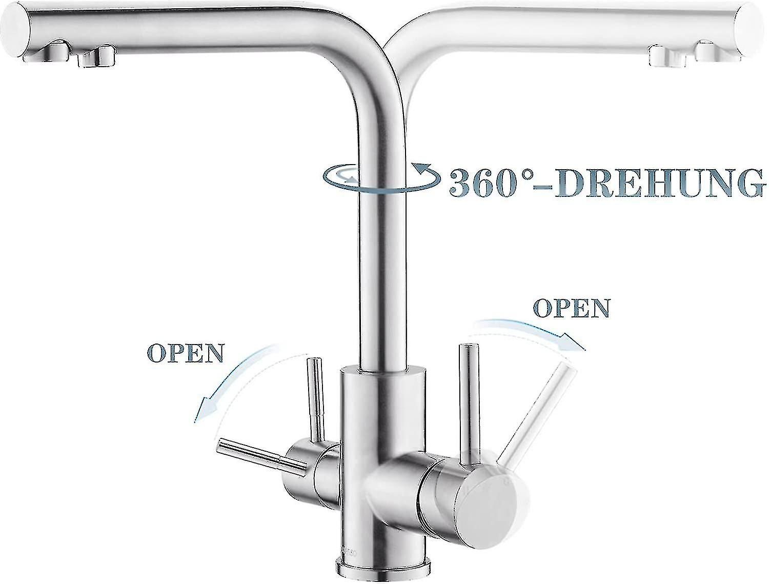 3 Way Kitchen Faucet - 360 Rotatable - 3 In 1 Water Filter Mixer Tap ...