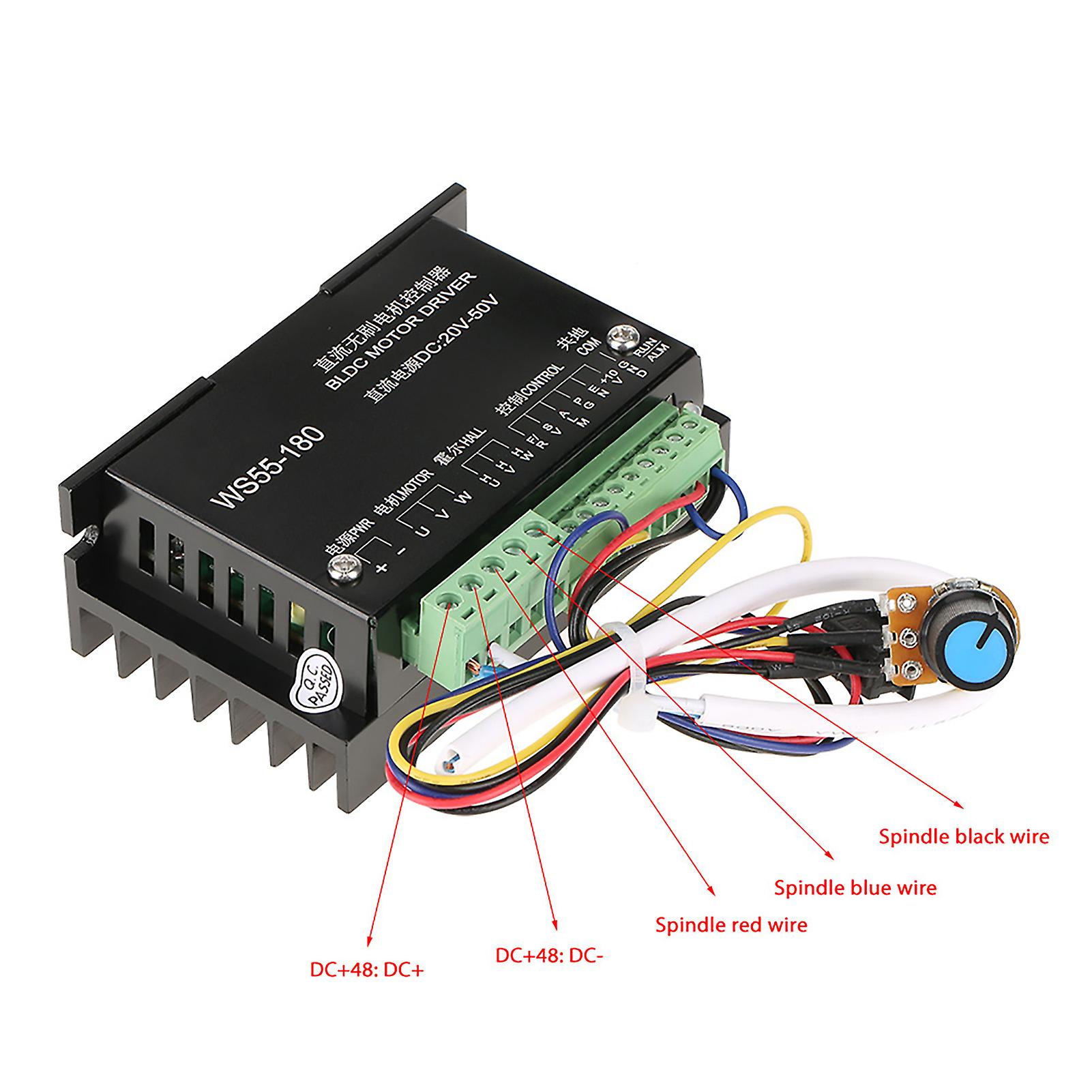 WS55‑180 DC 20V‑50V CNC Brushless Spindle BLDC Motor Driver Controller ...