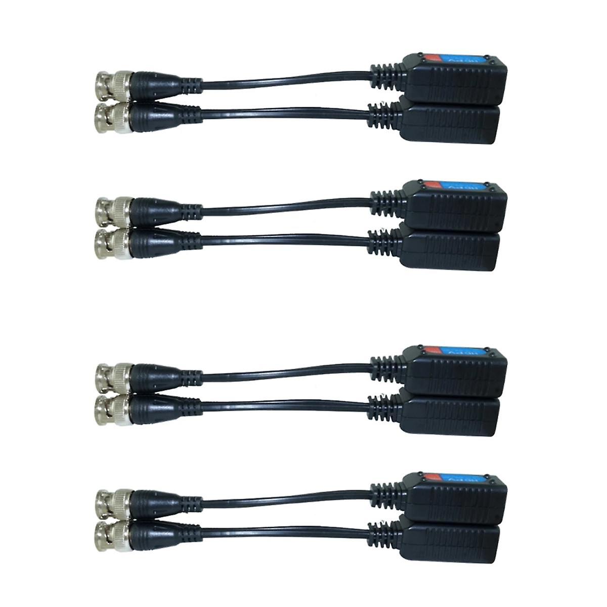 4 Pairs Video Balun Cable 8MP HD Transmission Twisted Transmitter BNC to RJ45 Adapter Support ...