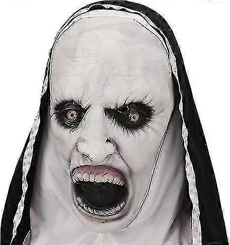 Nun Scary Latex Mask Halloween Party Town Nun Mask Cosplay Costume Full ...