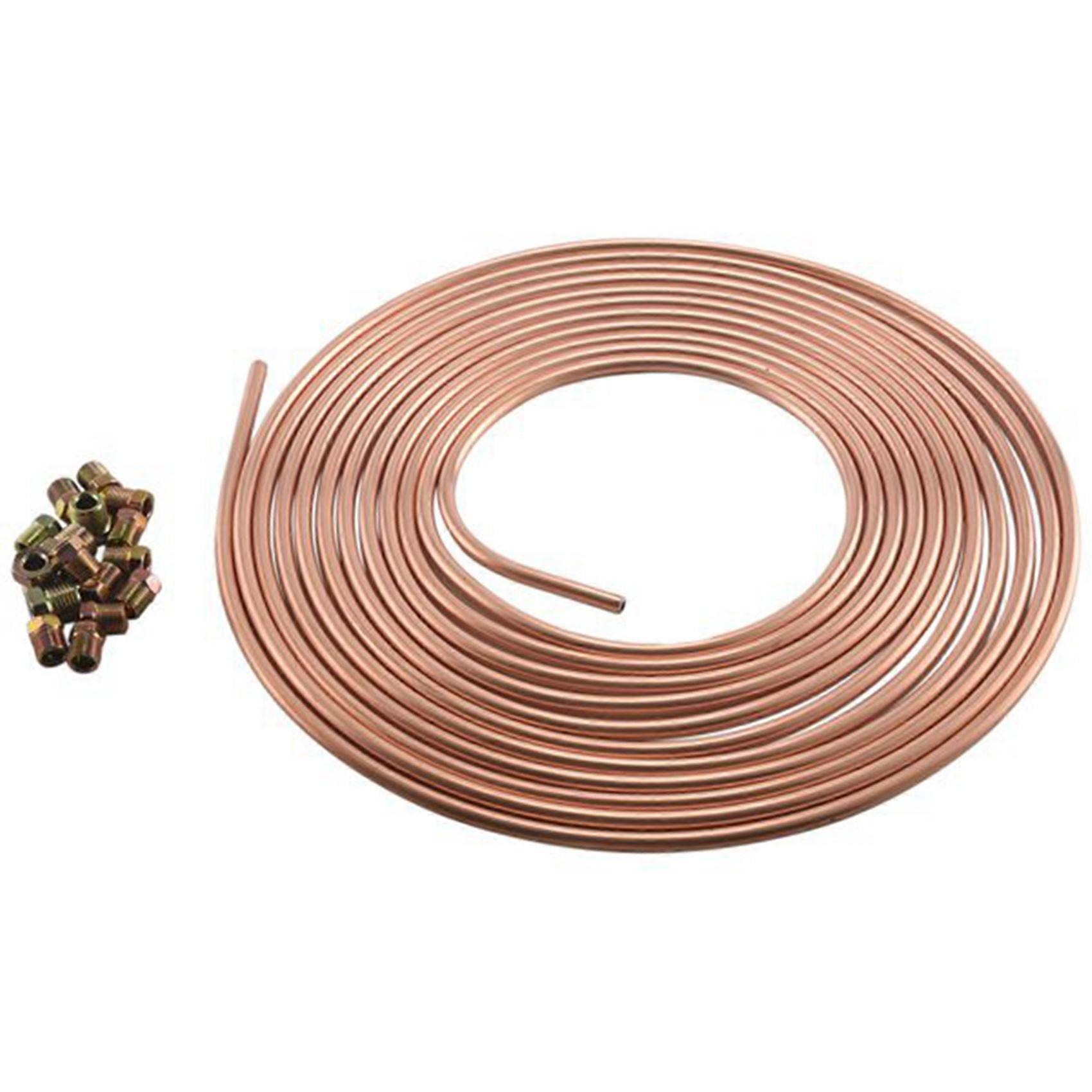 25FT 7.62M Tube Nuts Car Roll Tube Coil of 1/4 Inch OD Copper Brake ...