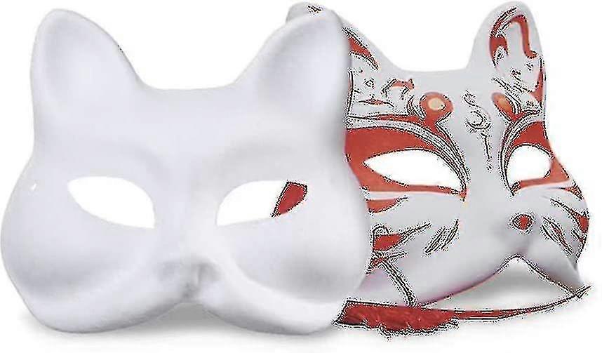 5 Pcs Diy White Paper Mask Fox Cat Face Pulp Blank Hand Painted Mask ...