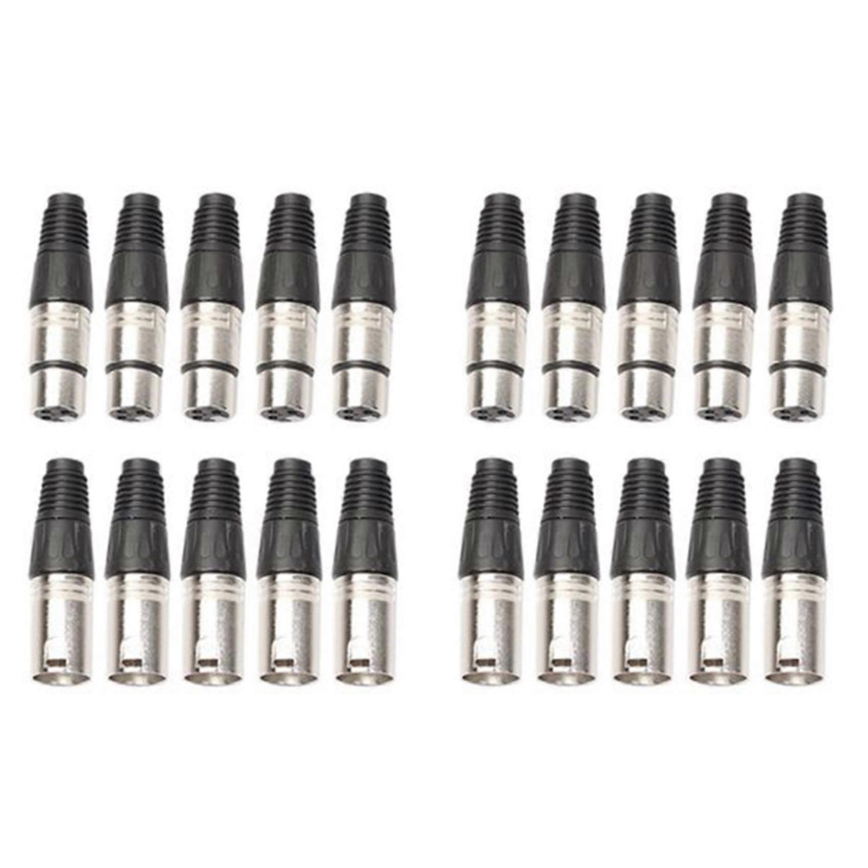 20 Pairs Xlr 3pin Female Mic Jack Plug Audio Microphone Cable Connector ...