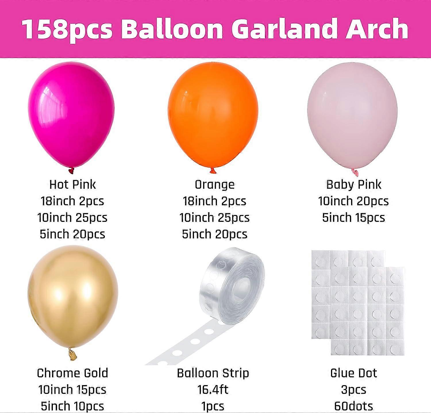 Hete roze oranje ballon Garland Arch Kit, 158 stuks roze oranje en ...