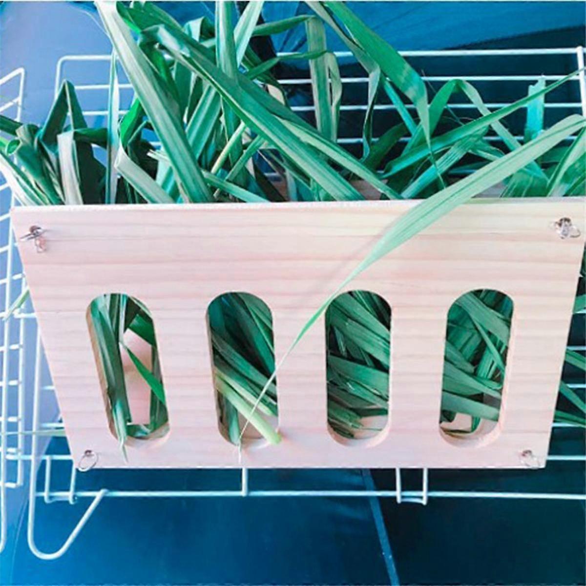 Rabbit Grass Stand Feeding Hay Feeder Wood Bunny Small Pet Cage Food ...
