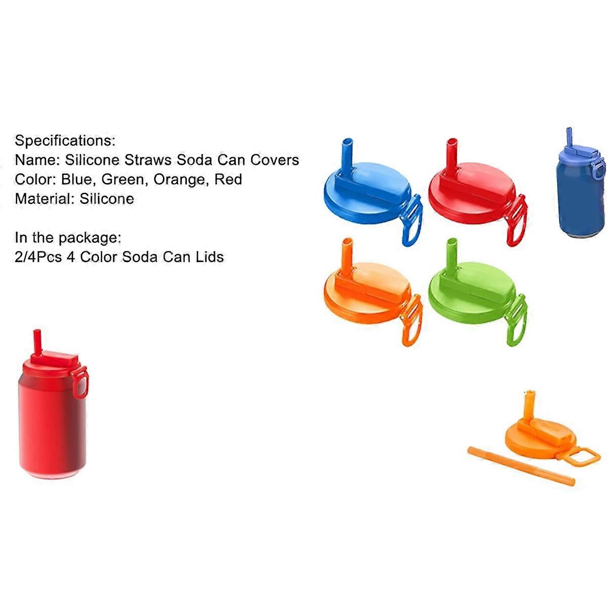 4 Color Soda Can Lids with Straw, Covers for Beer, Juice, Soda Tops Can ...