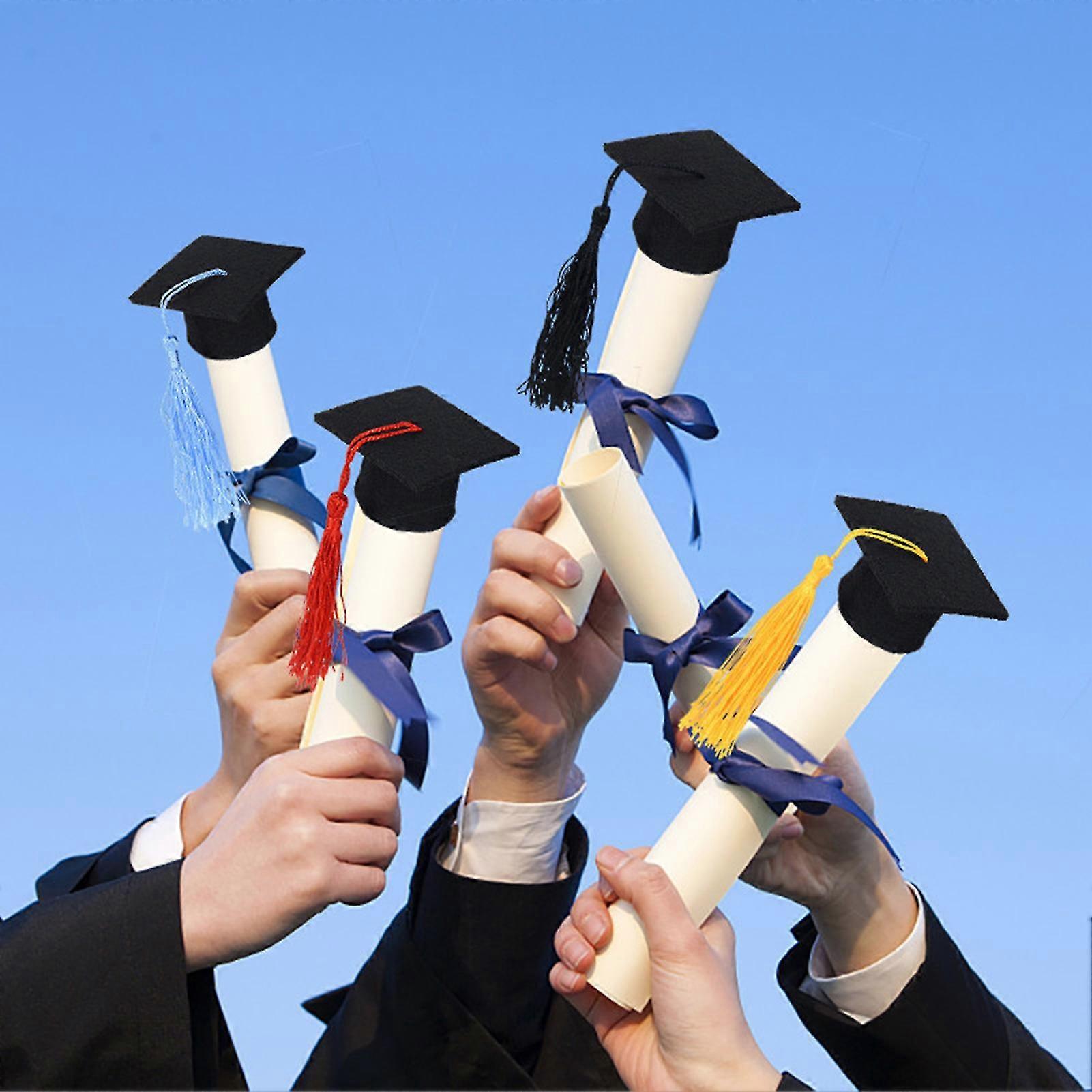 20Pcs Felt Mini Graduation Bachelor Hat with Tassels Celebrations ...