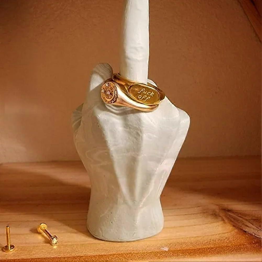 Ring Holder Middle Finger Desk Statues, Ring Display Jewelry Storage ...