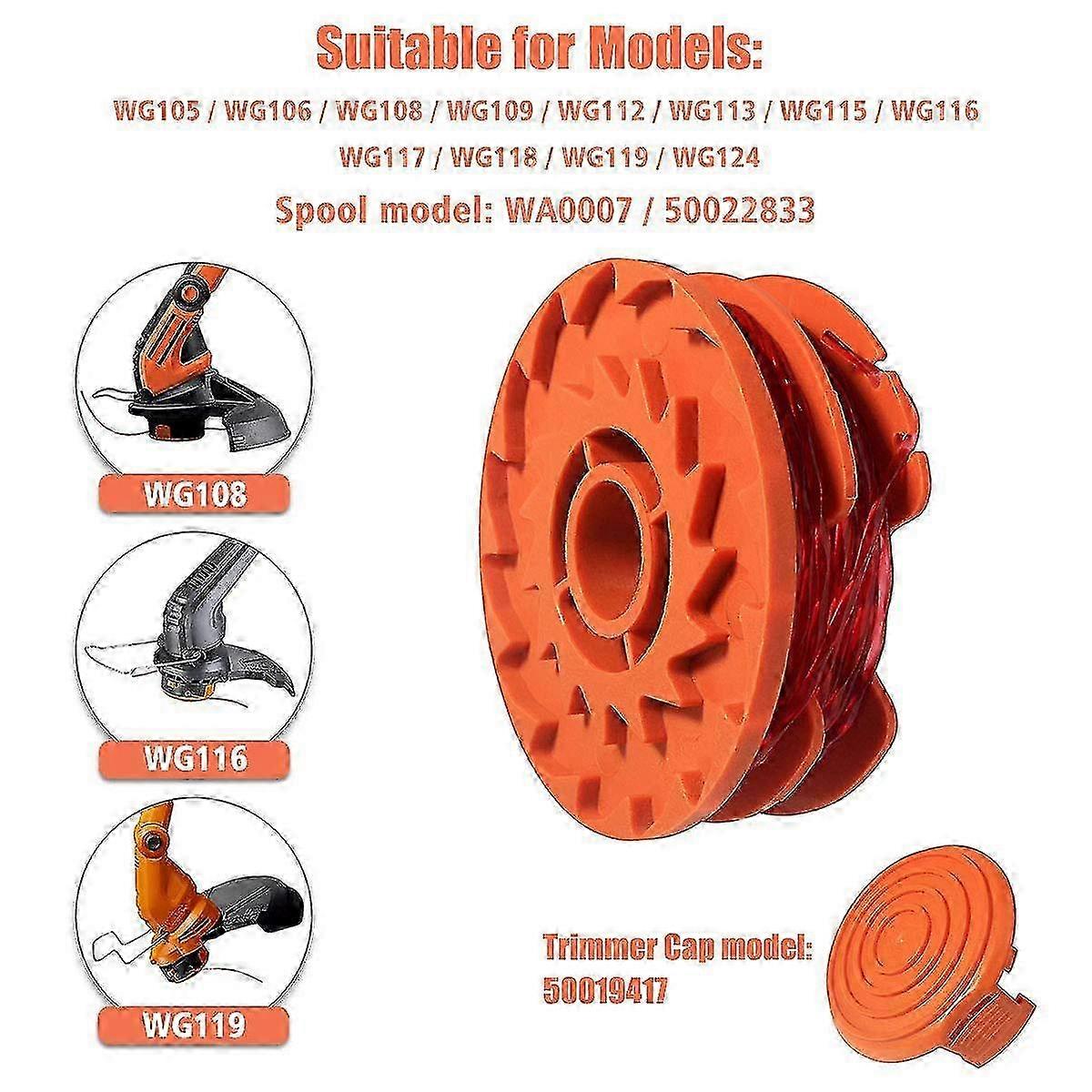 Wa0007 / 50022833 Replacement Line Trimmer Spool For Worx Wg116 Wg119 Corded Electric String ...