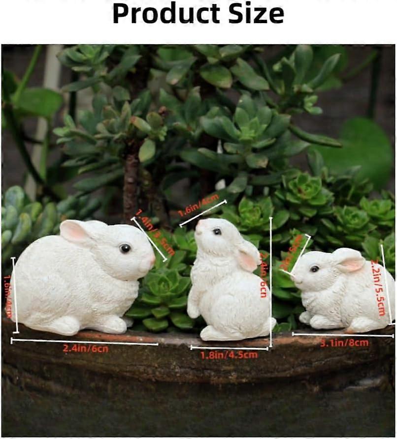 White-Rabbits Statues Garden Decor Rabbit Family of Three Garden ...