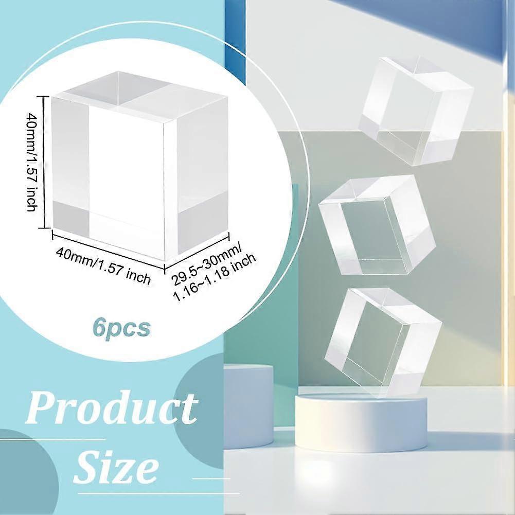 6Pcs Clear Acrylic Cube 1.6x1.6x1.2 Inch Acrylic Square Display Blocks ...