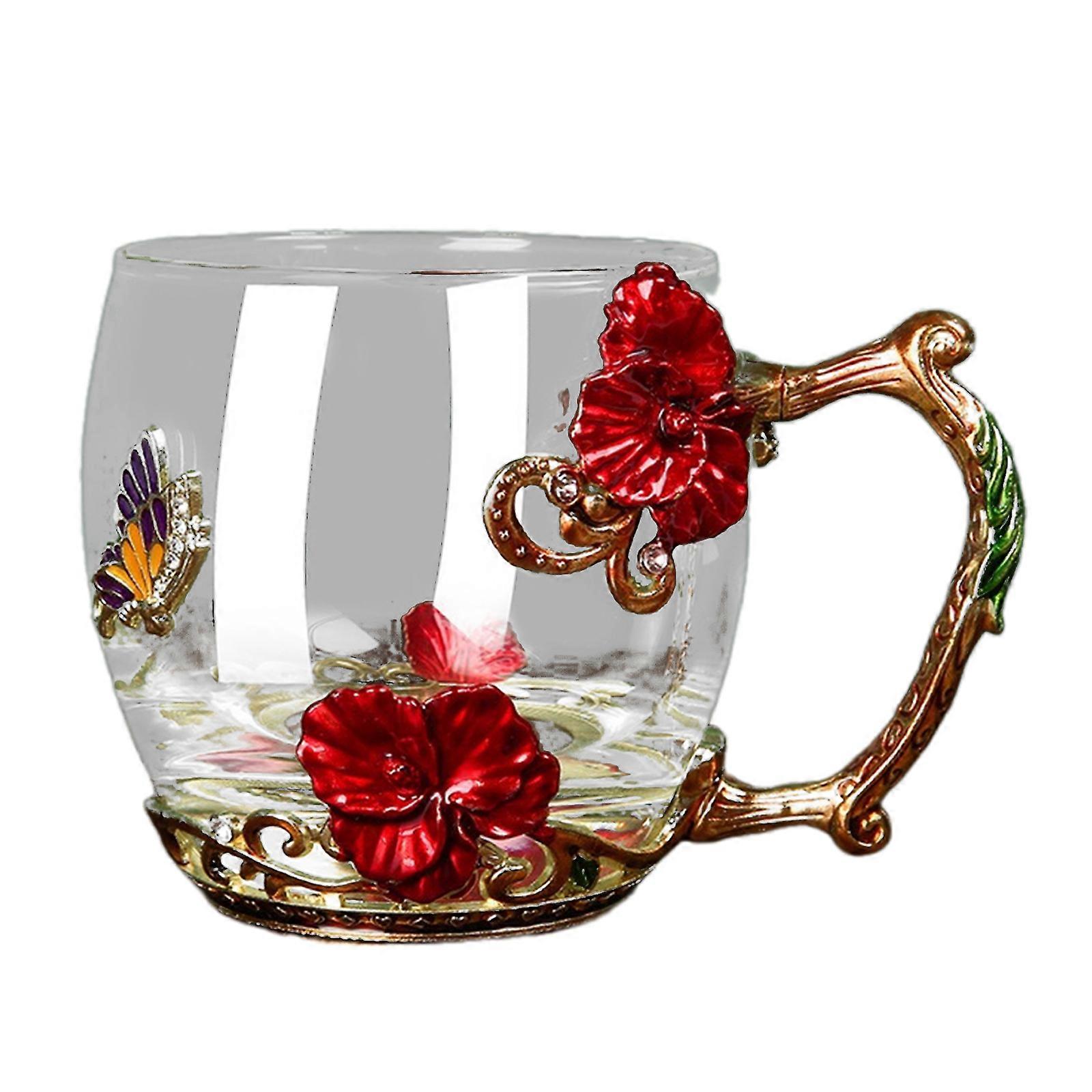 Beautiful Enamel Glass Cup Set Simple Glass Mugs Set Practical Drinking ...