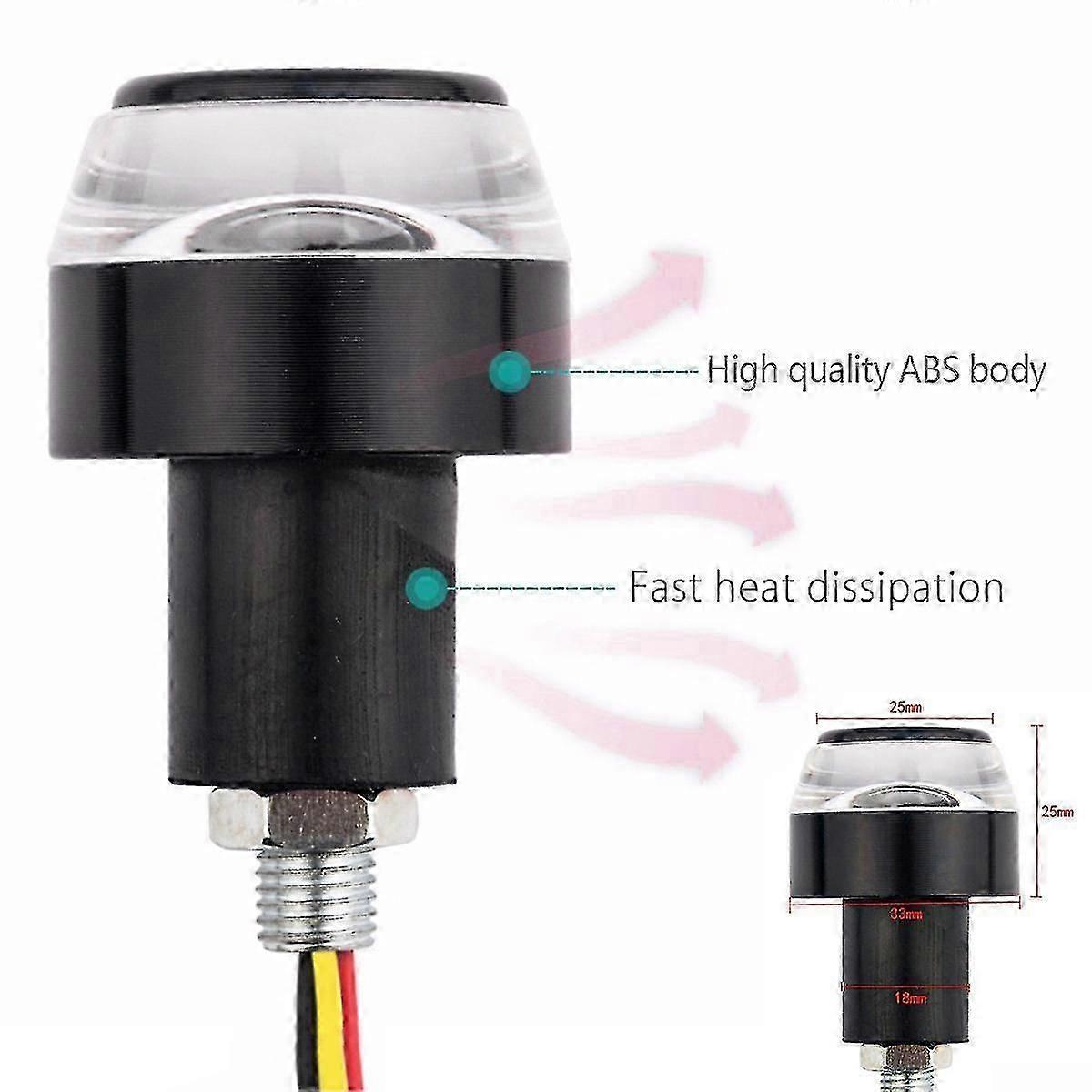 2pcs Led Motorcycle Handlebar End Signal Lights Indicator Flasher 22mm ...