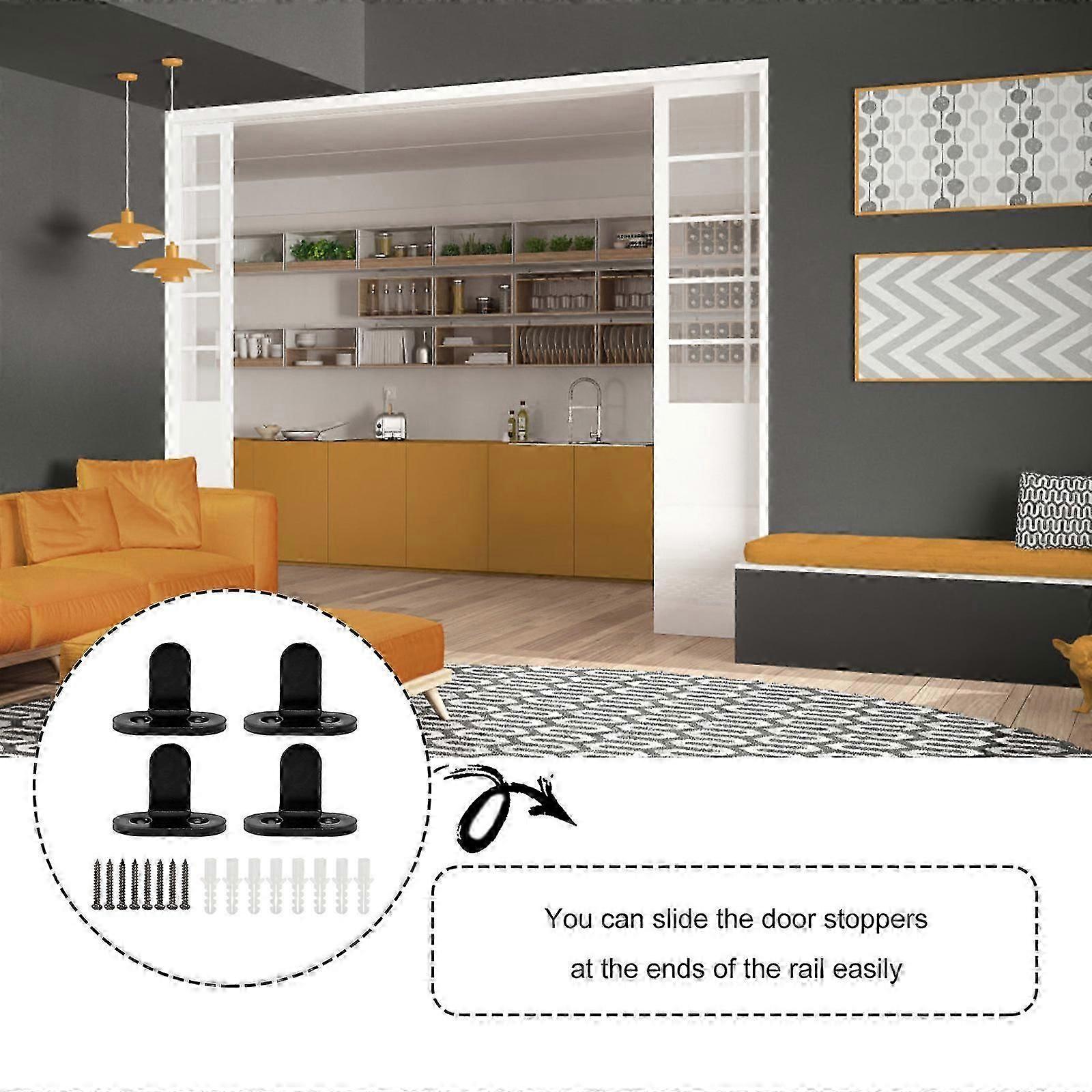 2 Sets Sliding Closet Door Guide Barn Door Rails Closet Swing Stopper ...