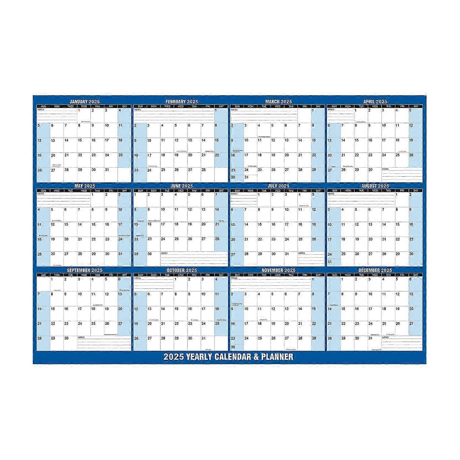 2025 Erasable Wall Calendar Featuring Double-Sided Tape and Foldable ...