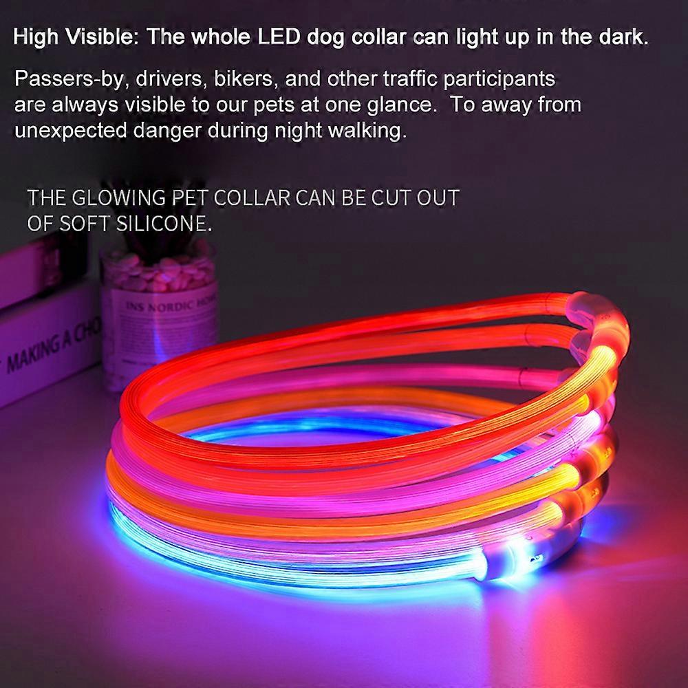 LED Dog Collar USB Rechargeable Flash Dog Necklace Light PVC Pet Safety ...