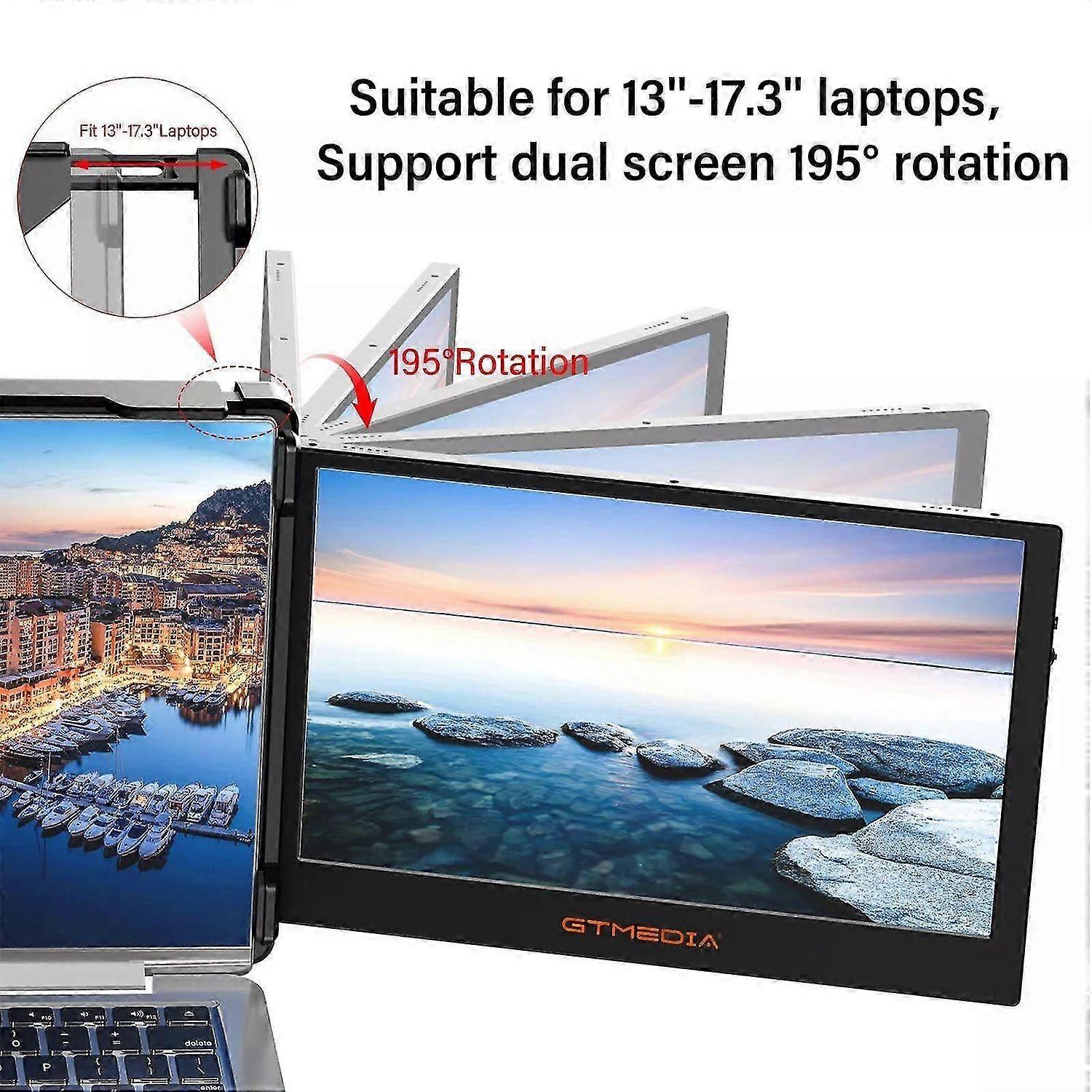 Dual Portable Triple Fold IPS FHD Monitor Screen Extender For 13-17.3 ...