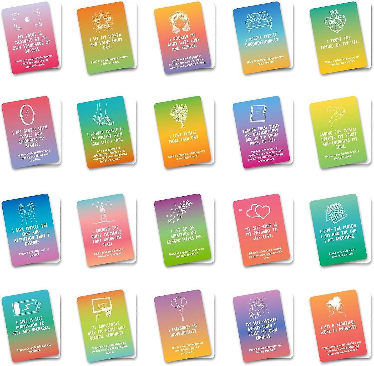 Mindfulness Cards, 50-Card Self-Care Deck, Emotional Support Cards For ...