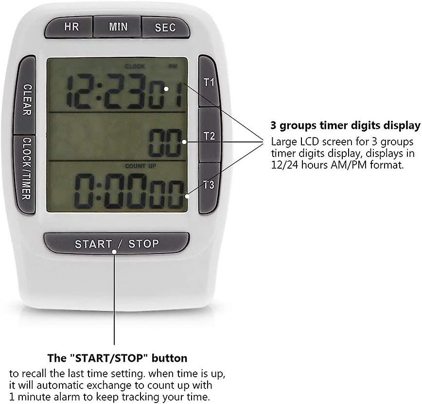 2024 Three-channel Kitchen Cooking Timer Portable Digital Multi-channel ...