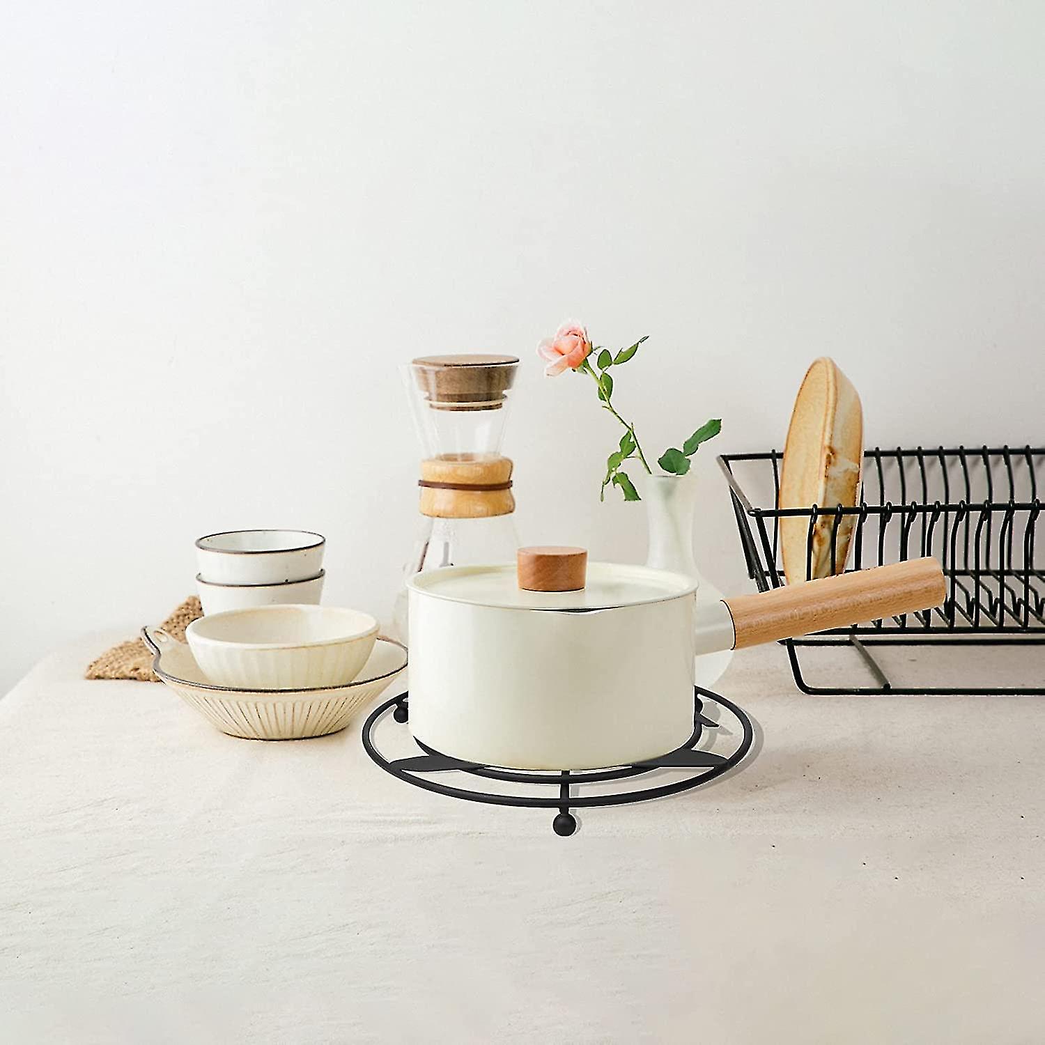 Round Black Metal Trivet With Feet, Raised Stand Teapot Holder, Rack ...