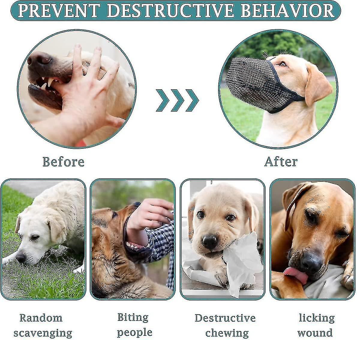 Dog Muzzle, Dog Muzzle Mesh Mask With Adjustable Straps, Prevent Biting ...