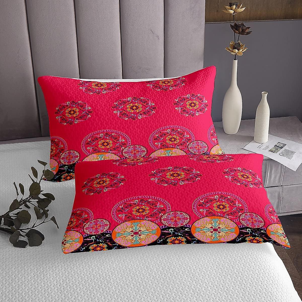 Mandala Quilted Bedspread Bohemian Red Coverlet Set for Kids Boys Girls ...