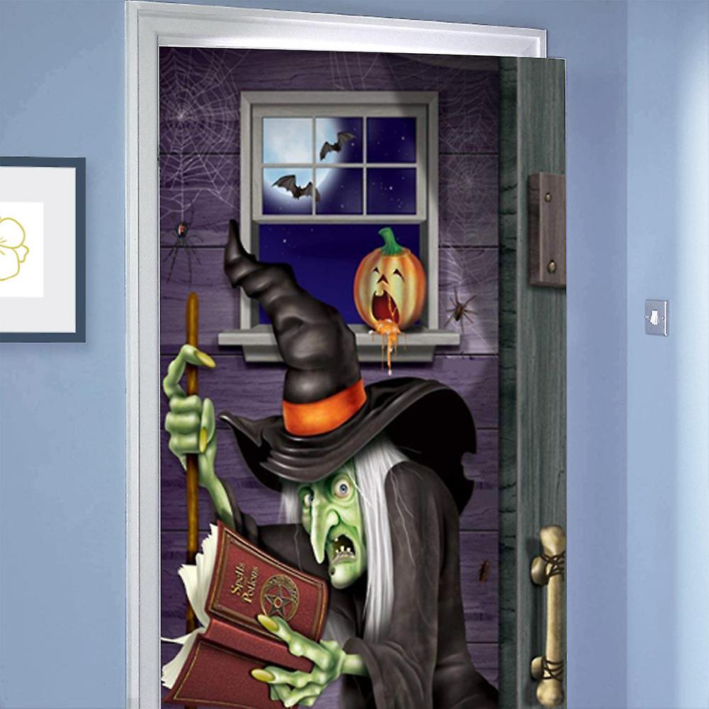 Halloween 3D witch wizard Door Stickers, 30 x 79 Inches witch wizard ...