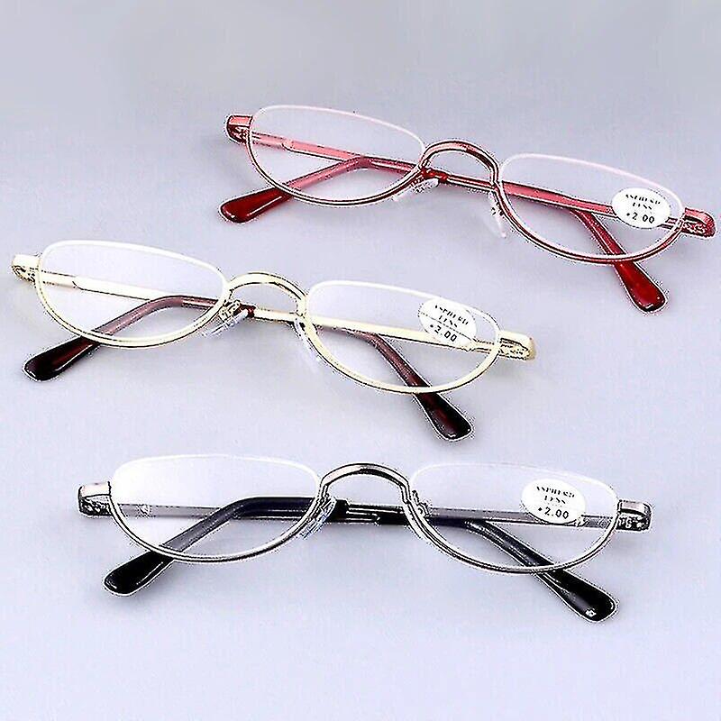 Reading Glasses Metal Spring Hinges Half Moon Semi Rimless Readers 1.0~ 4.0 | Fruugo UK