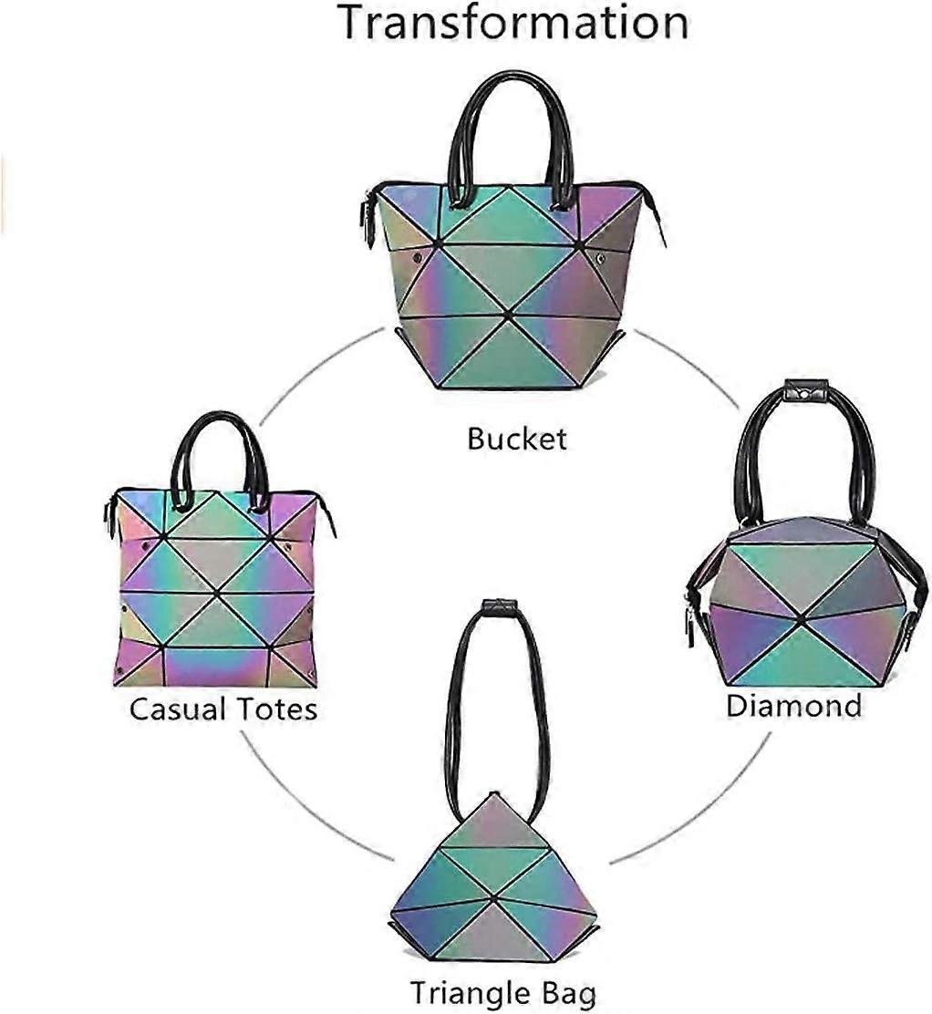 Holographic Geometric Handbag Unique Iridescent Interchangeable Tote ...