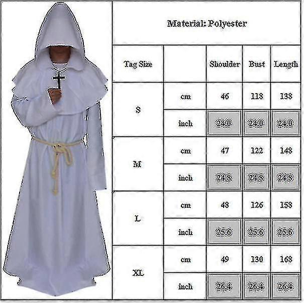 Adult Monk Hooded Robe Cloak Cape Friar Medieval Priest Costume | Fruugo UK